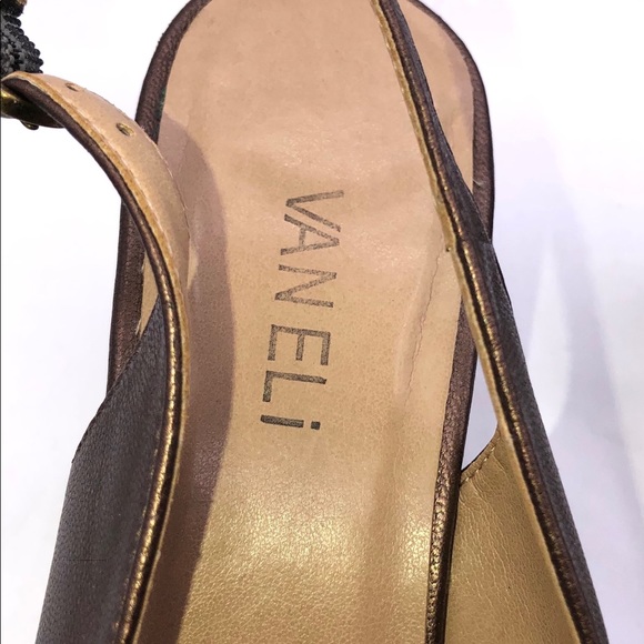 Van Eli | Shoes | Vaneli Copper Black Leather Slingback Heels 85 | Poshmark